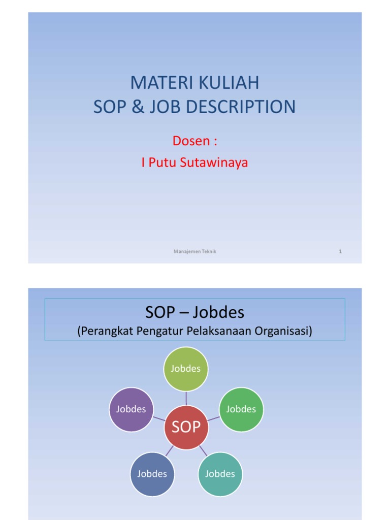 Penyusunan SOP Dan Jobdes | PDF