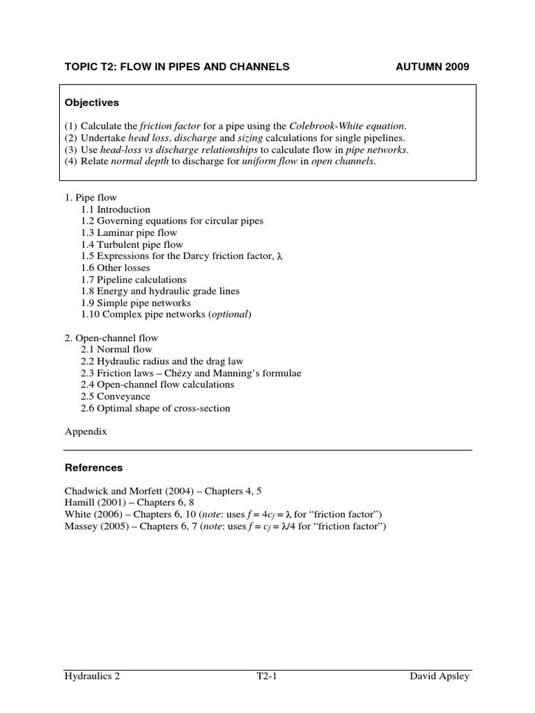 Flow in Pipes and Open Channels | PDF | Reynolds Number | Turbulence