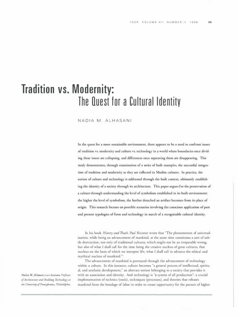 Tradition vs. Modernity:: The Uuest For A Cultural I Dentity | PDF ...