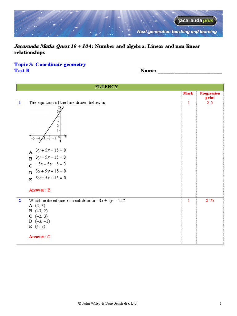 Jacaranda Maths Quest 10 + 10A: Number and Algebra: Linear and Non ...