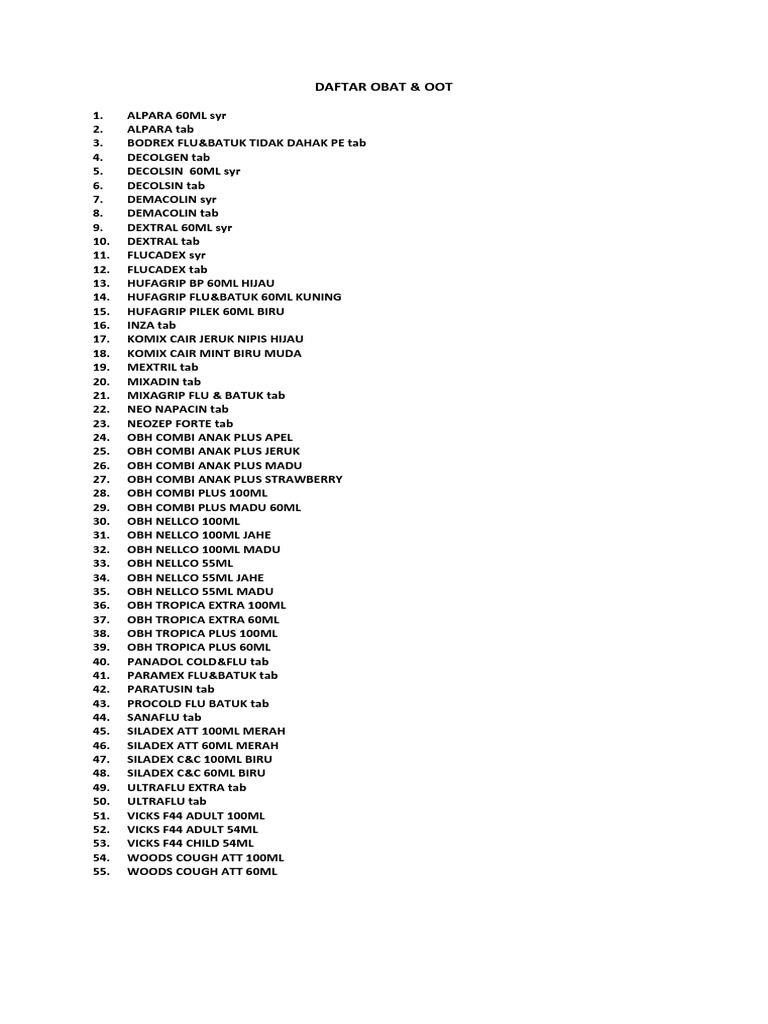 Daftar Obat Prekursor Oot | PDF