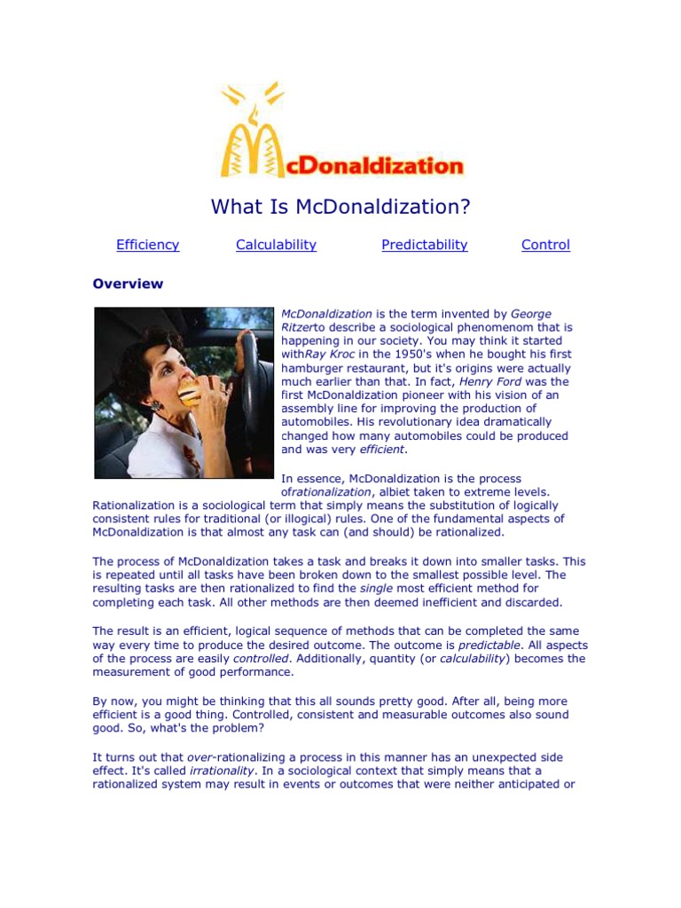 What Is McDonaldization | PDF | Mc Donald's | Restaurant And Catering
