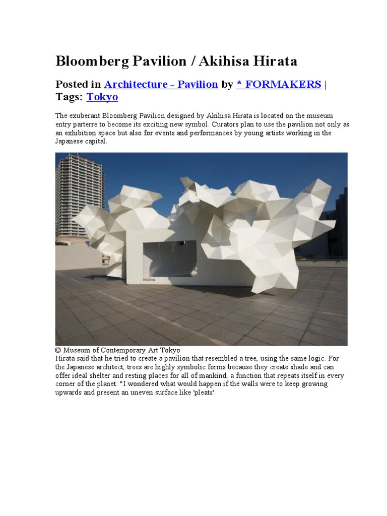 Bloomberg Pavilion Akihisa Hirata | PDF | Museum