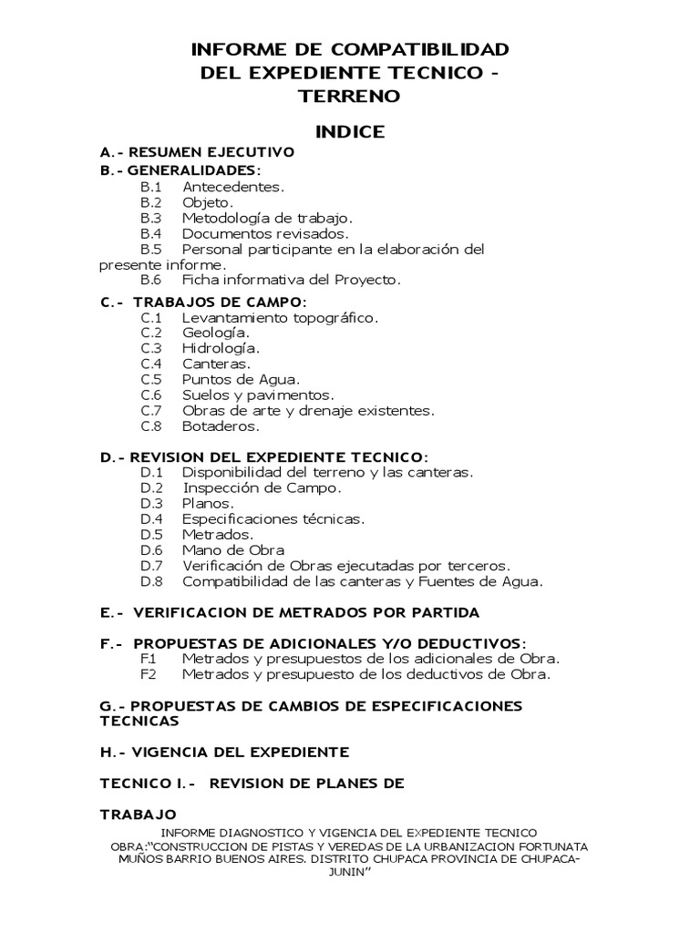 Informe de Compatibilidad Del Expediente Tecnico | PDF | Hormigón | Presupuesto