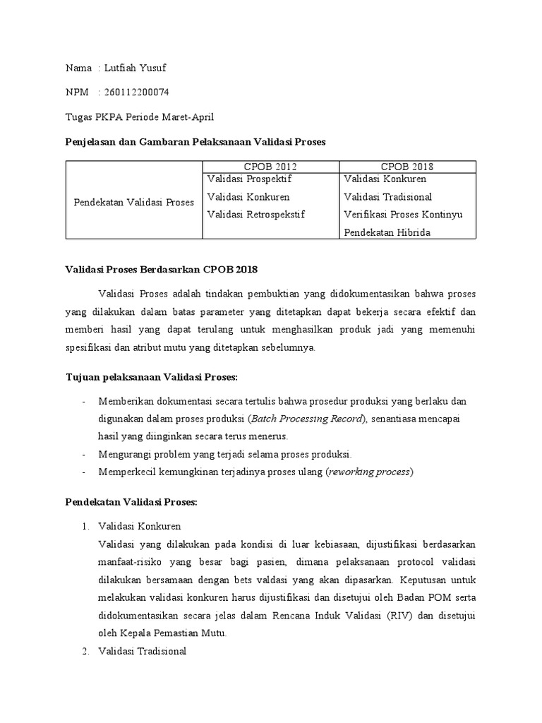 Validasi Proses | PDF