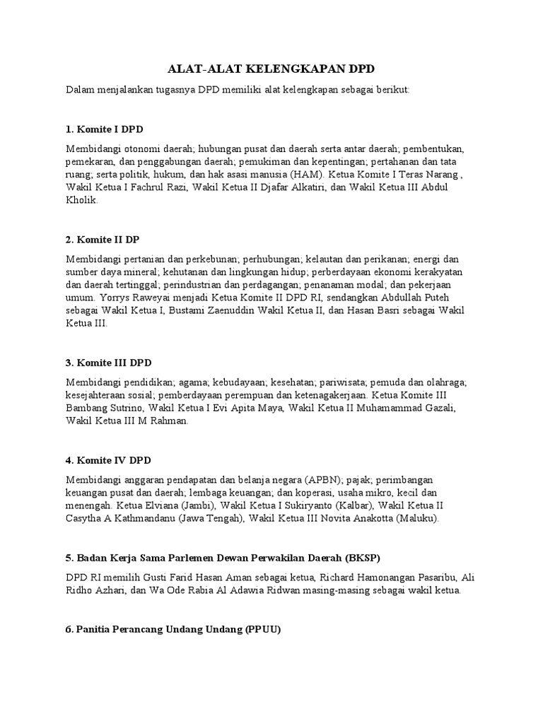 Alat Kelengkapan DPD | PDF