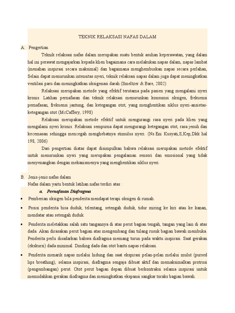 Teknik Relaksasi Nafas Dalam untuk Nyeri | PDF