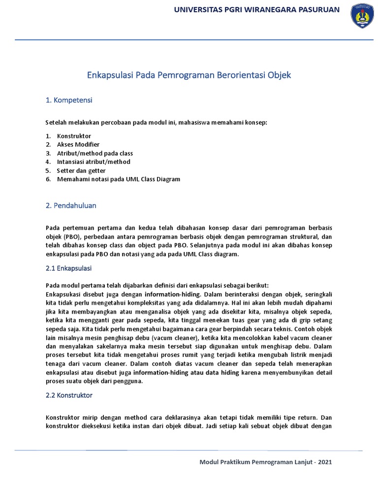 Modul 03 - Enkapsulasi | PDF