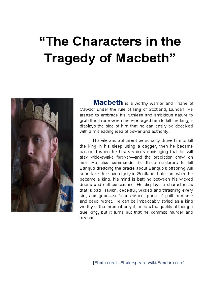 The Characters in The Tragedy of Macbeth | PDF | Macbeth | Scottish People