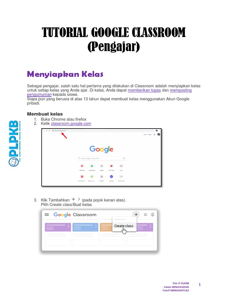 Tutorial Google Classroom (Pengajar) | PDF
