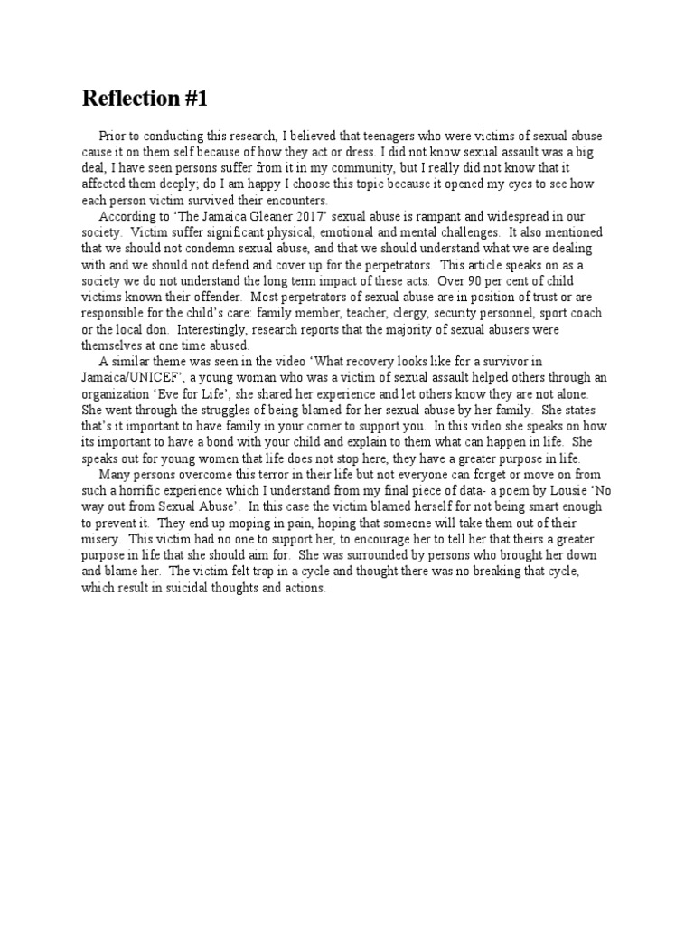 Reflection #1 | PDF | Sexual Abuse | Sexual Assault