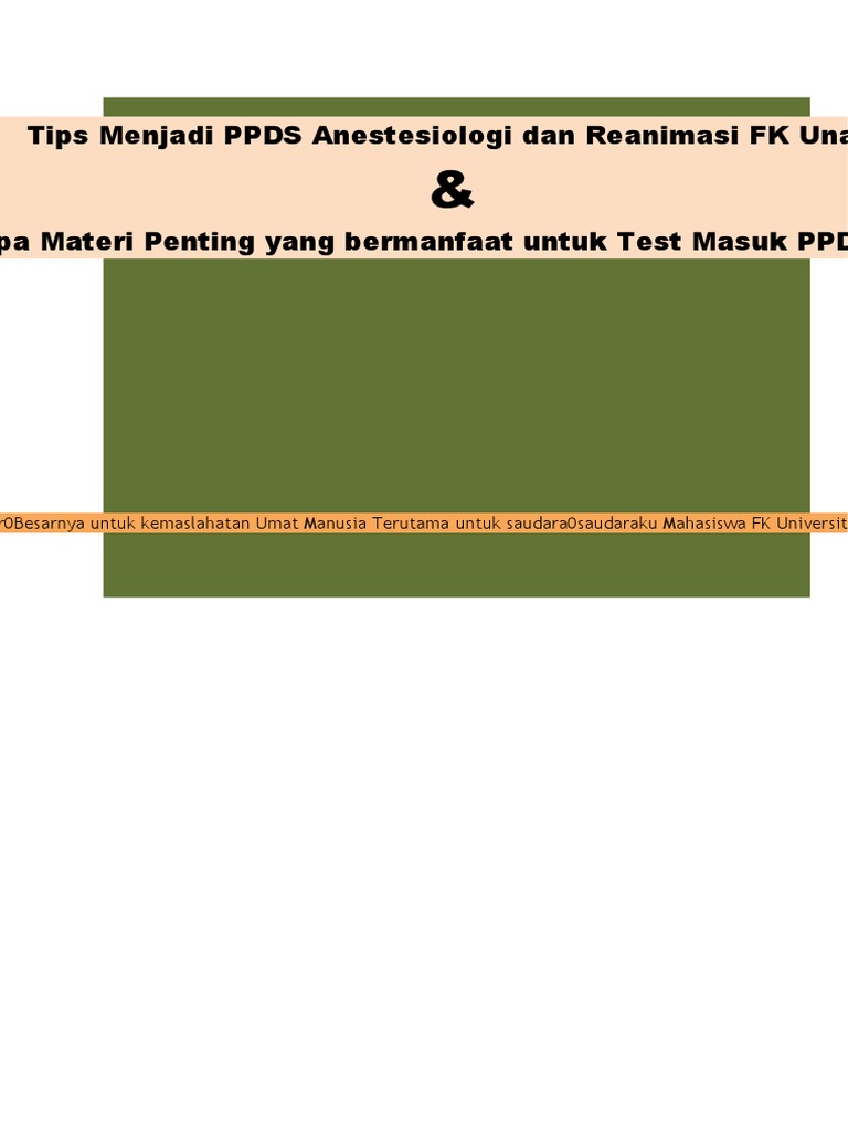 Tips Menjadi PPDS Anestesiologi Dan Reanimasi FK Unair PDF | PDF