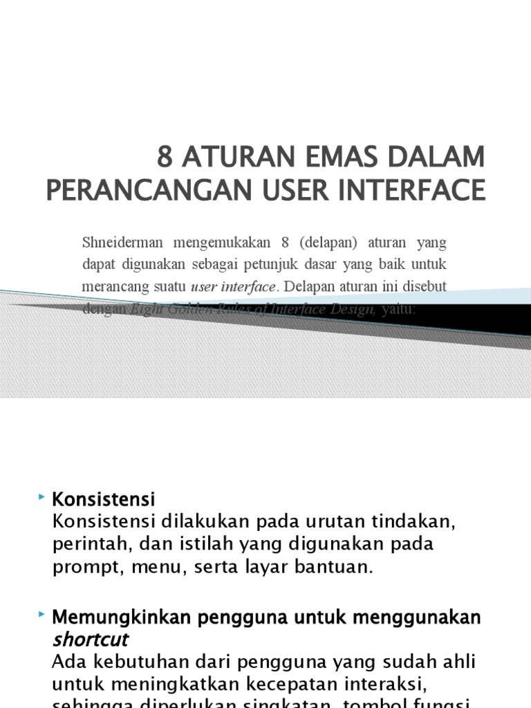 8 Aturan Emas Dalam Perancangan User Interface | PDF