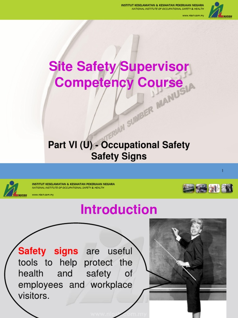 Site Safety Supervisor Competency Course: Part VI (U) - Occupational ...