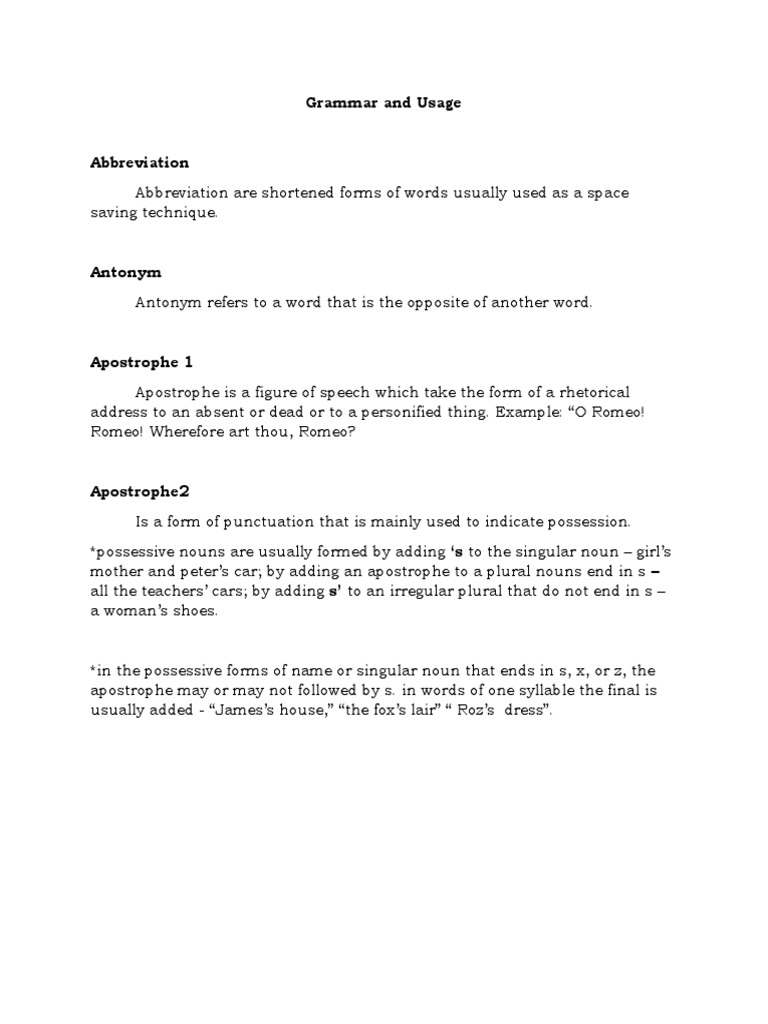 Grammar and Usage | PDF | Language Arts & Discipline | Foreign Language ...