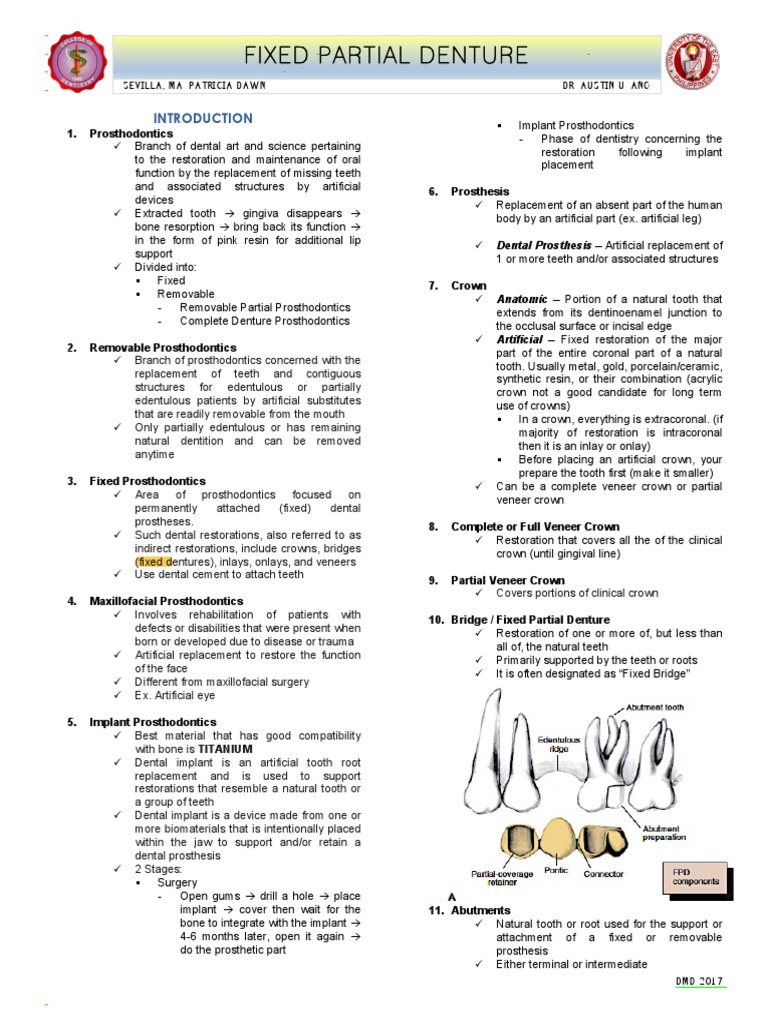 Dr. Ang - FPD Compilation | PDF | Dental Implant | Dentures
