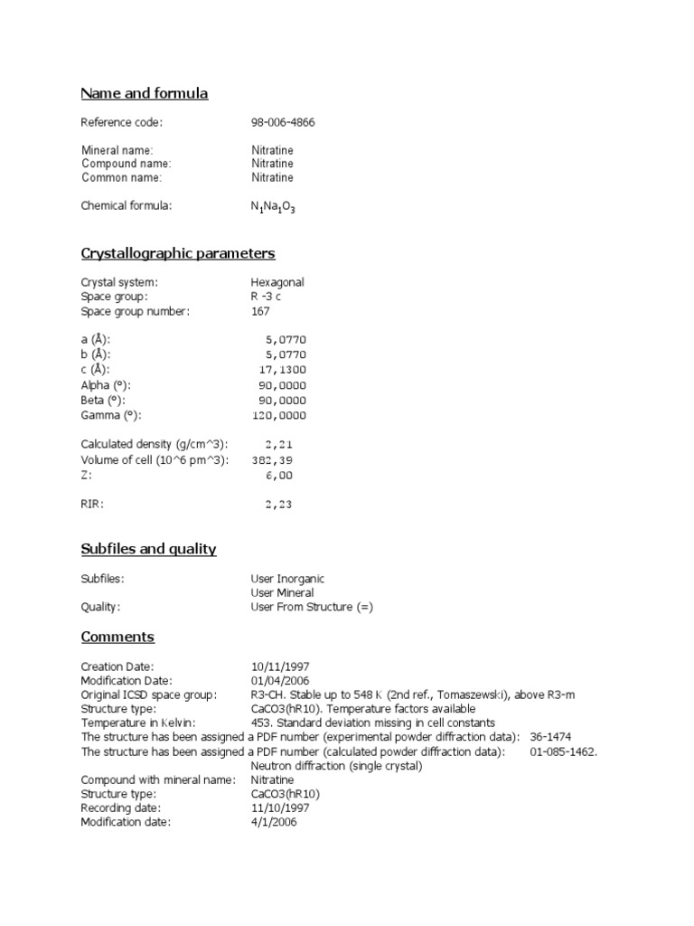 Name and Formula | PDF | X Ray Crystallography | Sodium