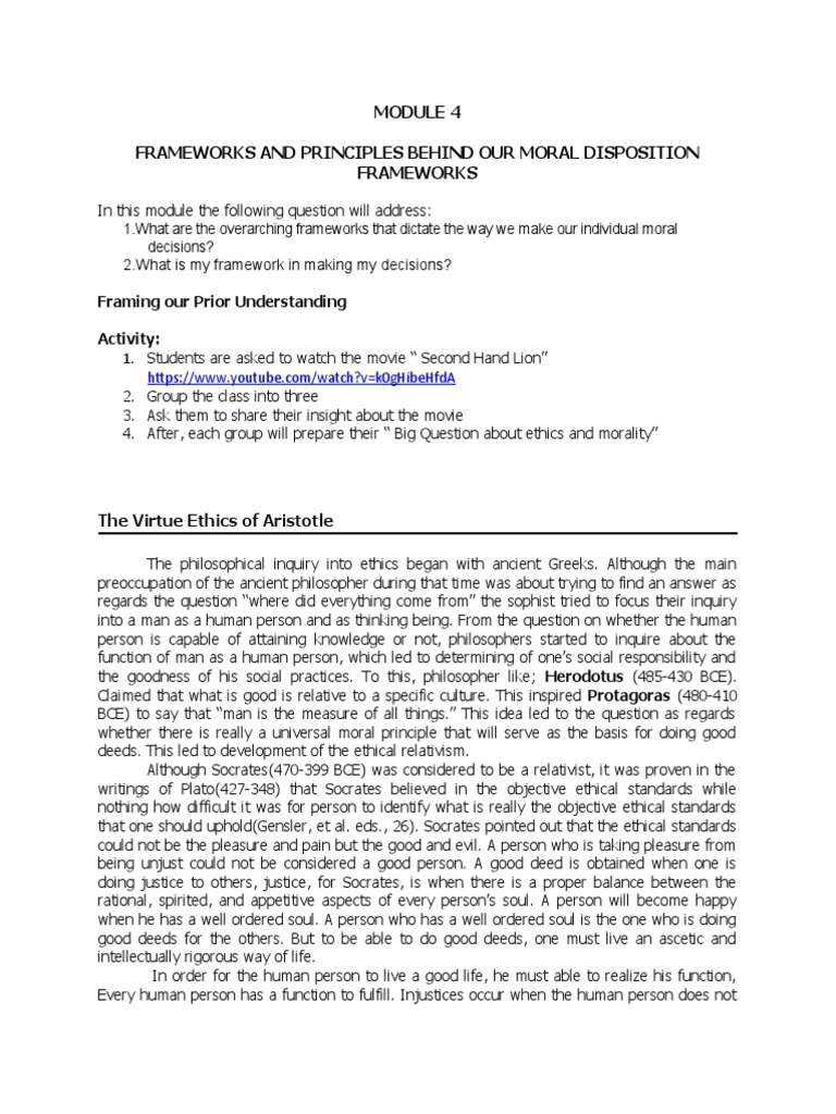 4 Framework Ethics | PDF | Utilitarianism | Immanuel Kant