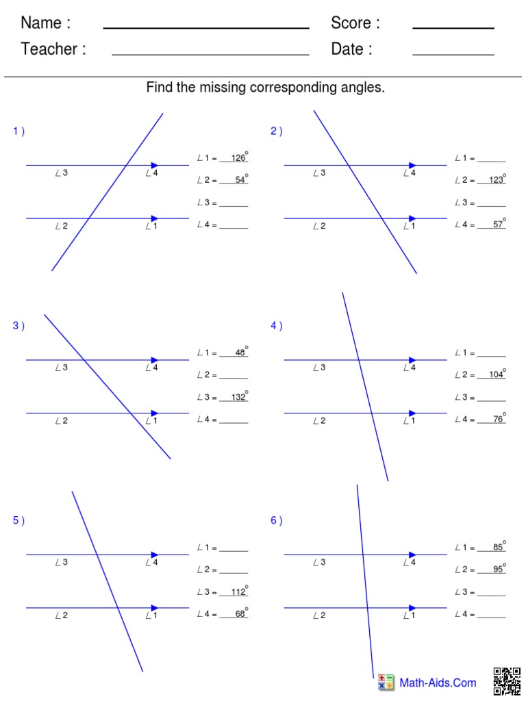 Find Missing Corresponding Angles | PDF