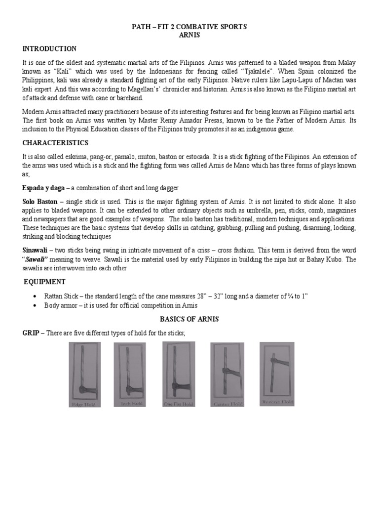 Arnis Module 1 (History) | PDF | Weaponry