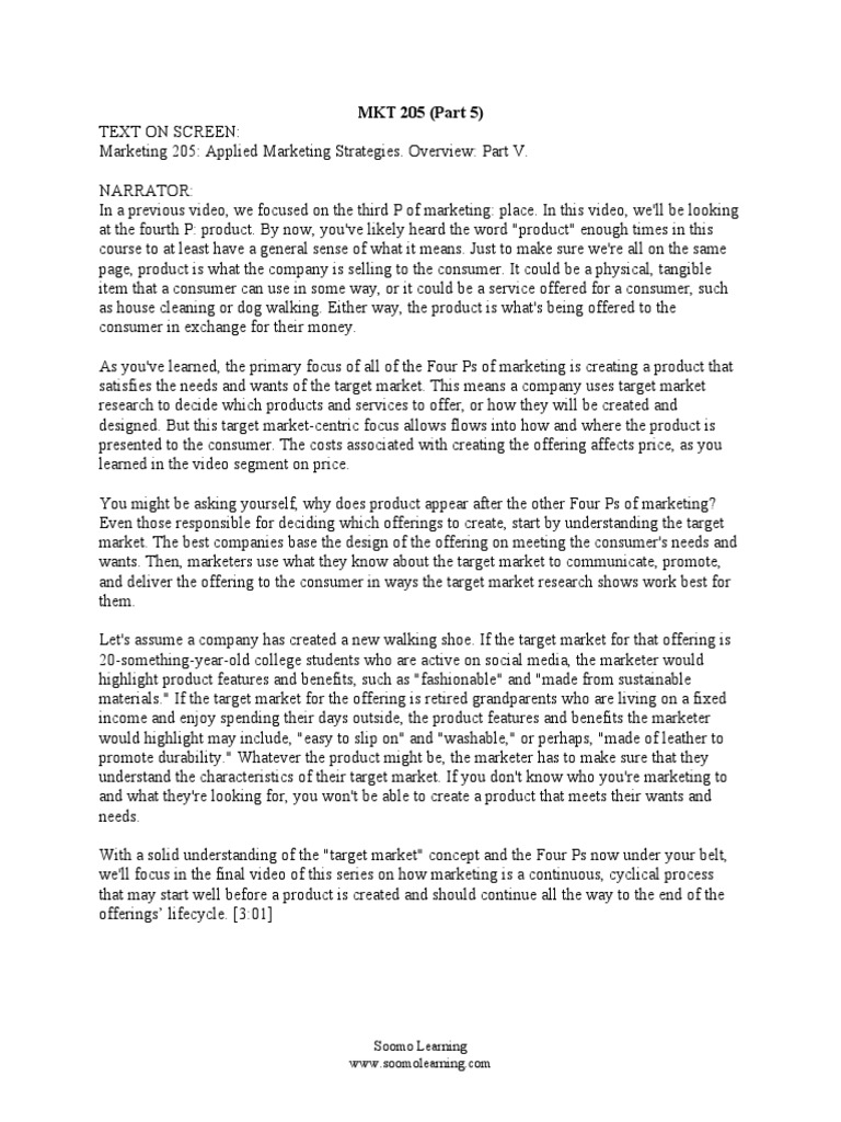 MKT 205 (Part 5) : Soomo Learning | PDF | Marketing | Microeconomics