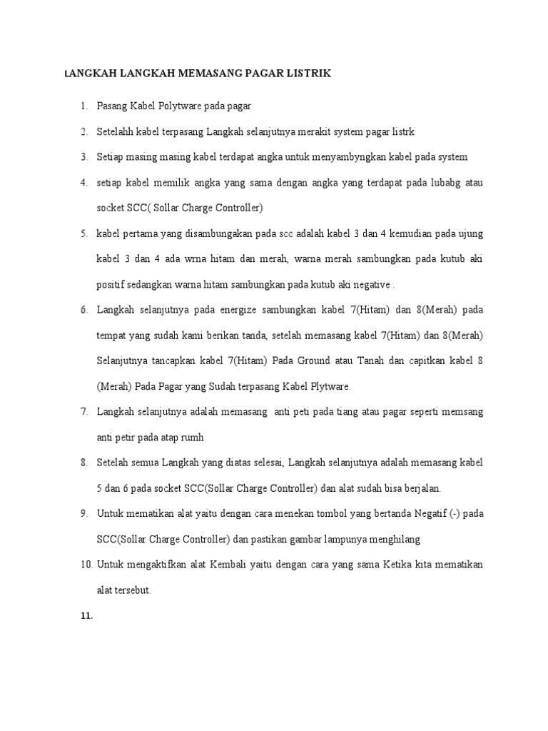 Langkah Langkah Memasang Pagar Listrik | PDF