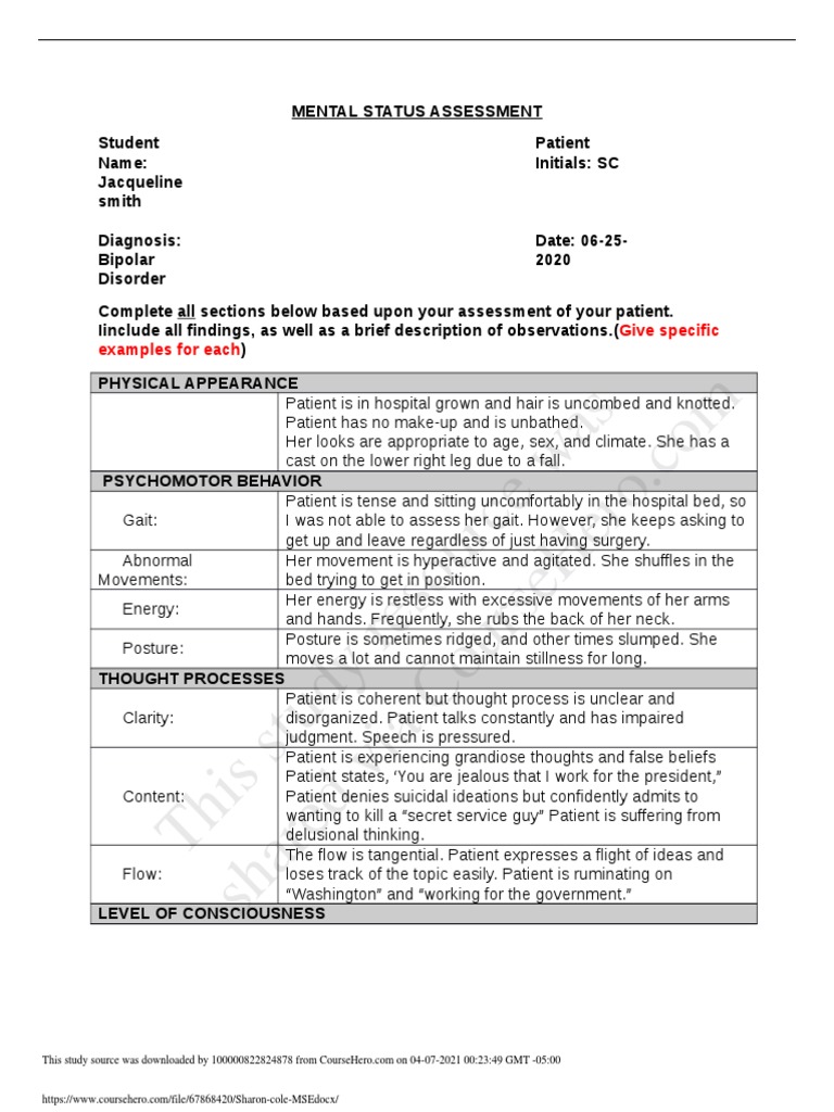 Guide Mse For Vsim Sharon Cole | PDF | Abnormal Psychology | Medical ...