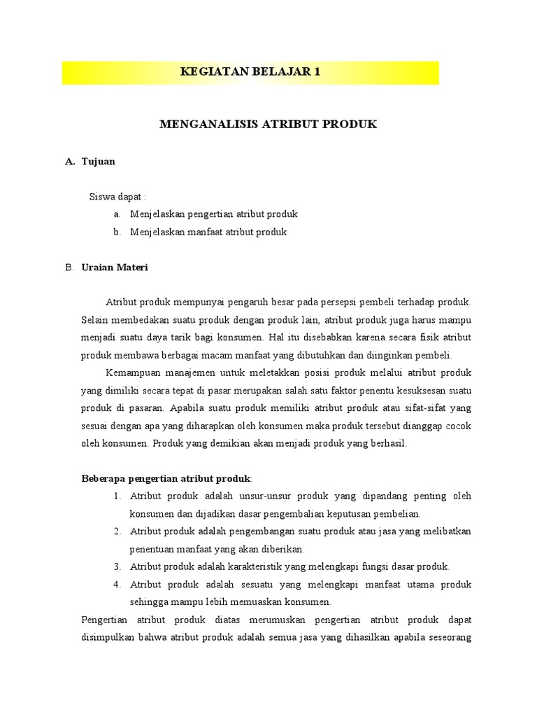 Pengertian dan Manfaat Atribut Produk | PDF