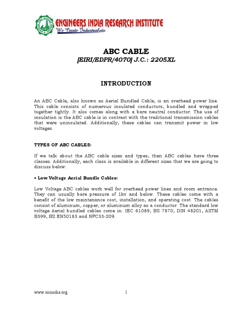 Project Report On Abc Cable | PDF | Electric Power Transmission ...