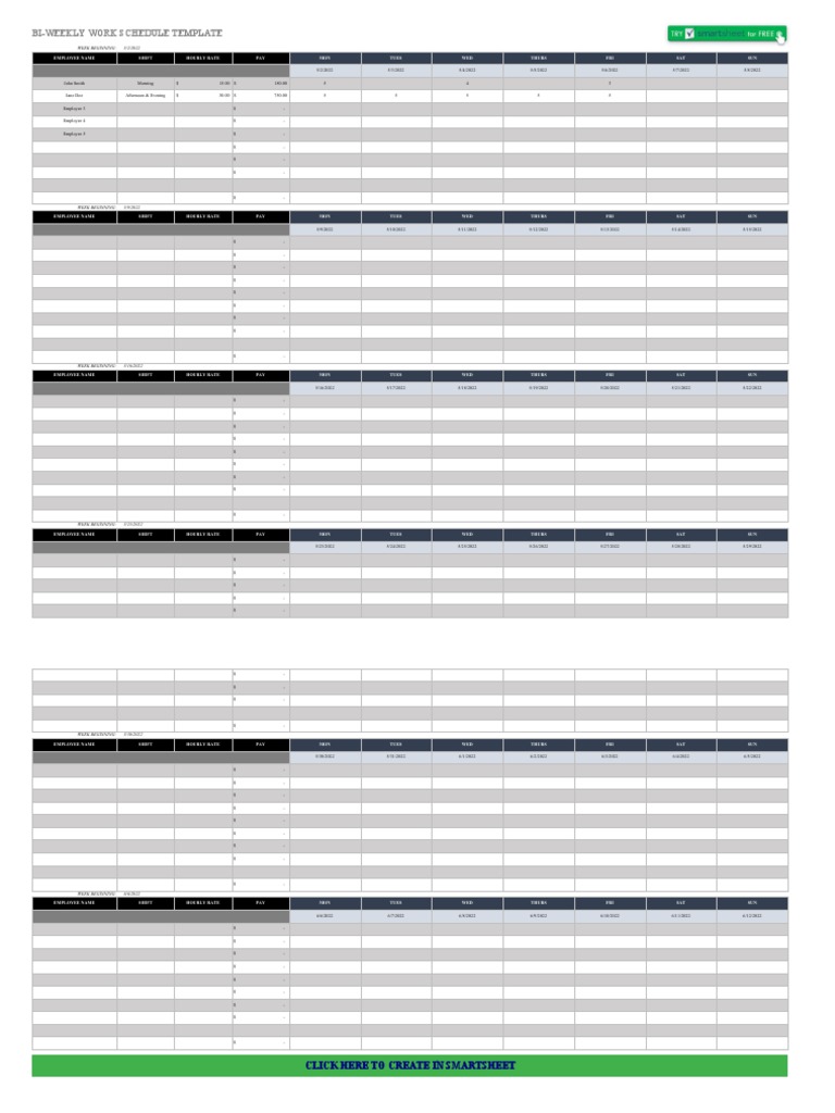 Bi-Weekly Work Schedule Template | PDF | Business Law | Business
