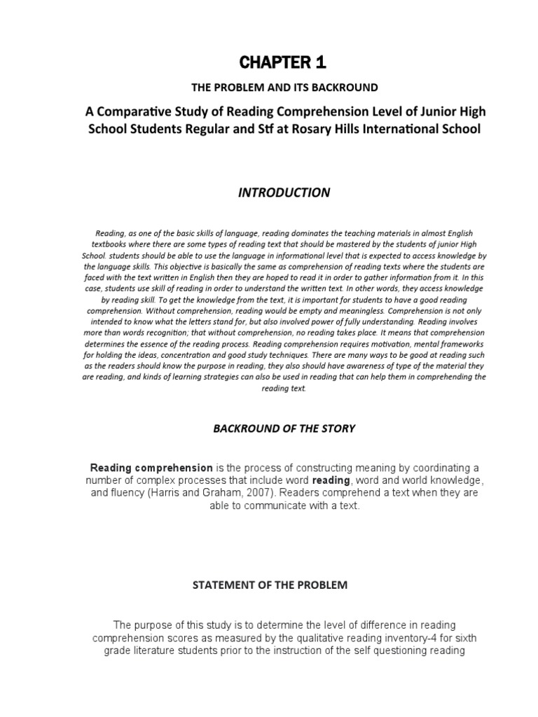 Thesis Reading Comprehension | PDF | Reading Comprehension ...