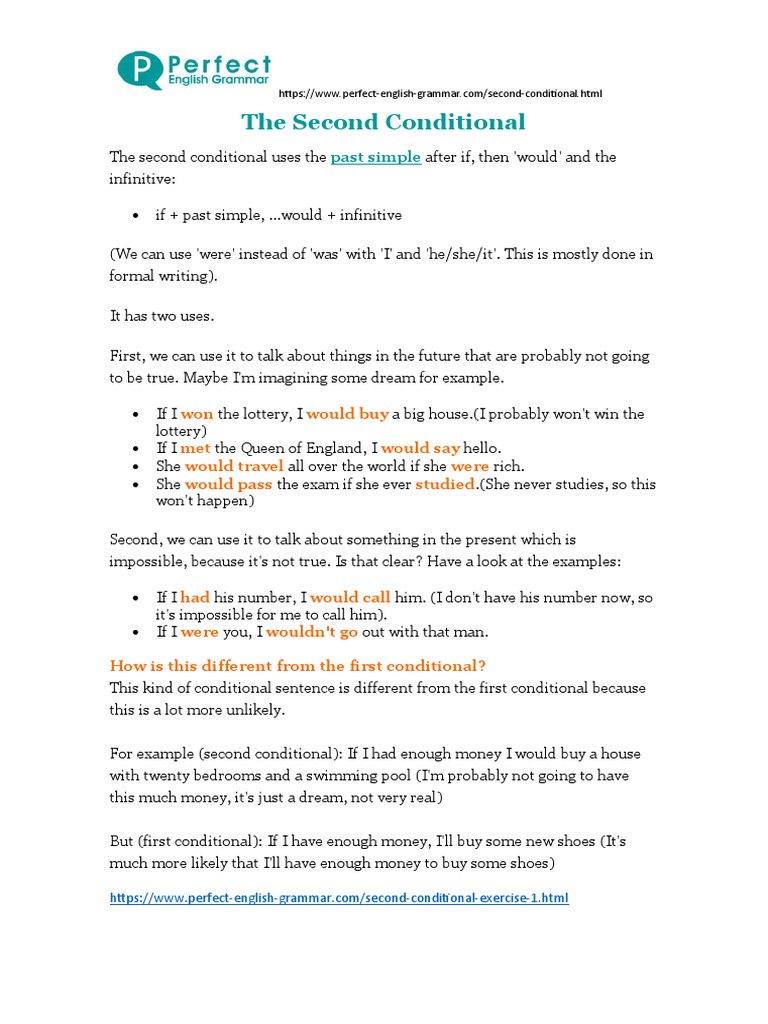 Learn about the Second Conditional form | PDF