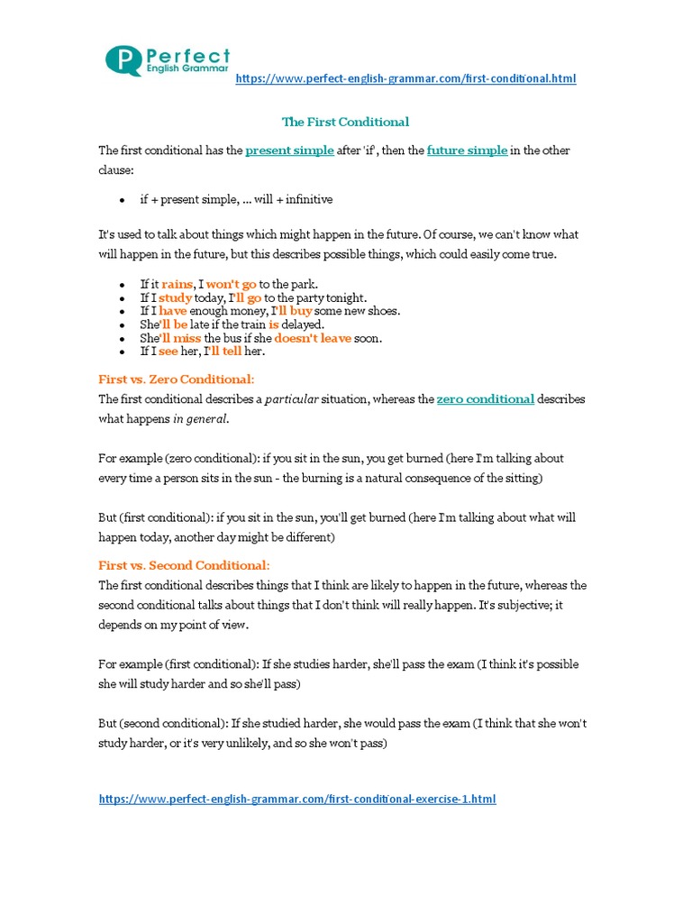 The First Conditional Present Simple Future Simple | PDF