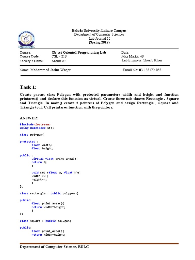 Lab 12 Oop Pdf Computer Engineering Software Development