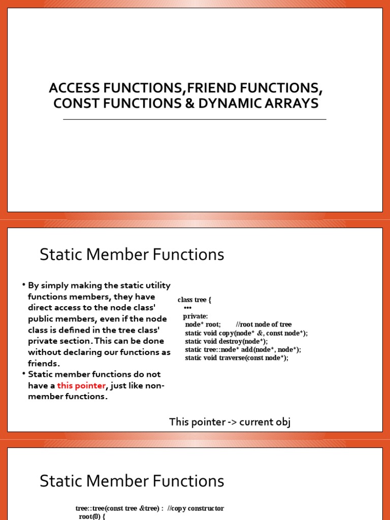 Week 4 Static Const Friend Function Dynamic Arrays Pdf Class