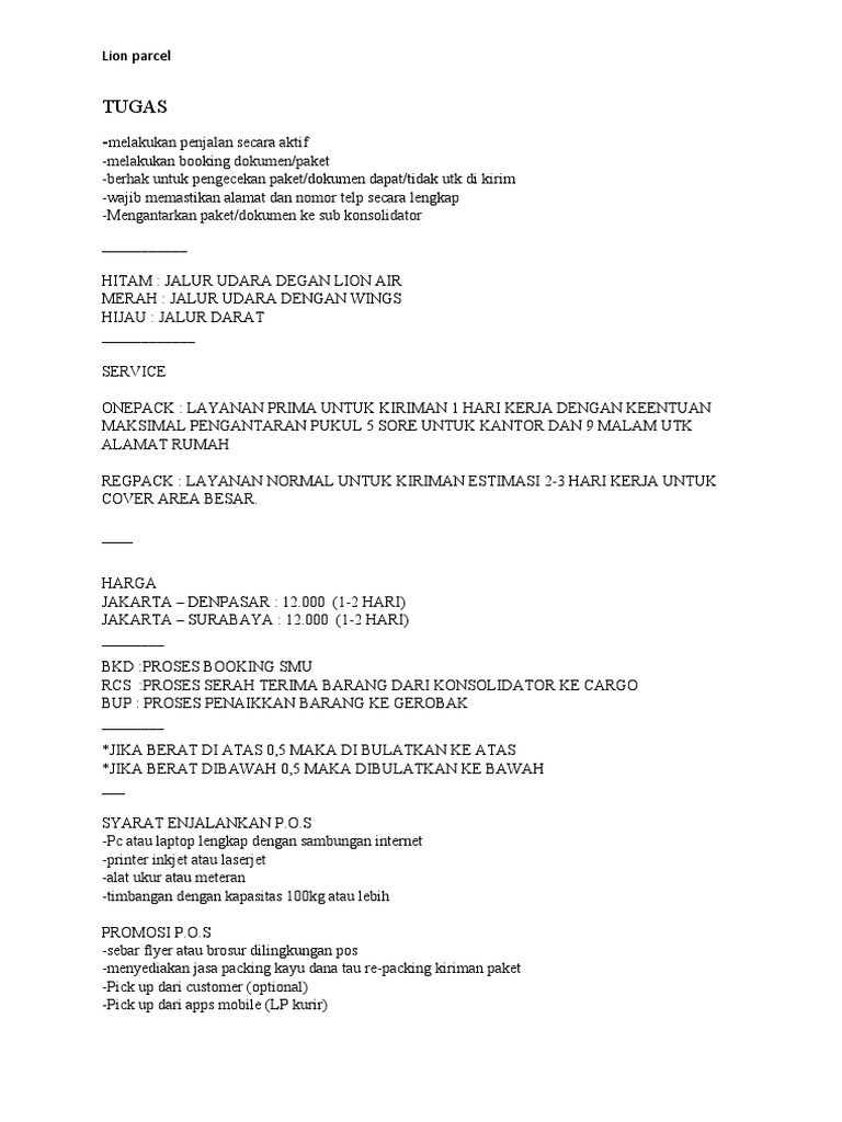 Layanan dan Proses Lion Parcel | PDF | Bisnis