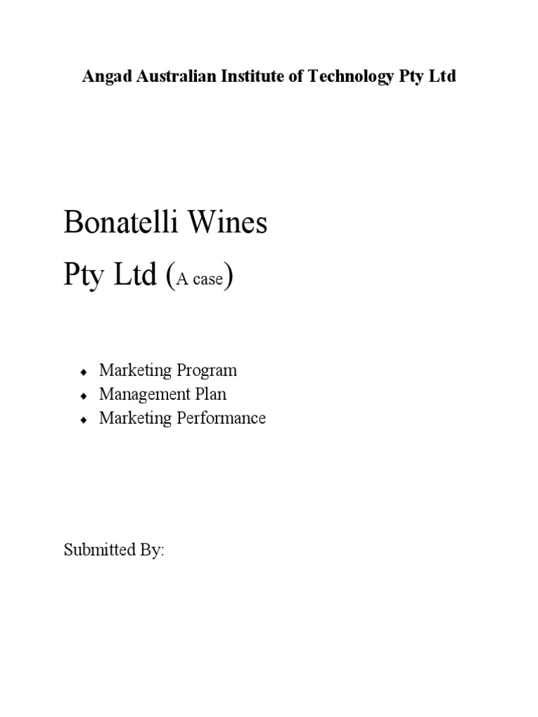 Bonatelli Wines Pty LTD | PDF | Return On Investment | Brand