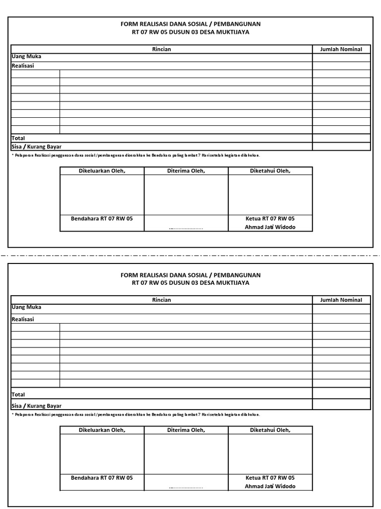 Form Realisasi | PDF