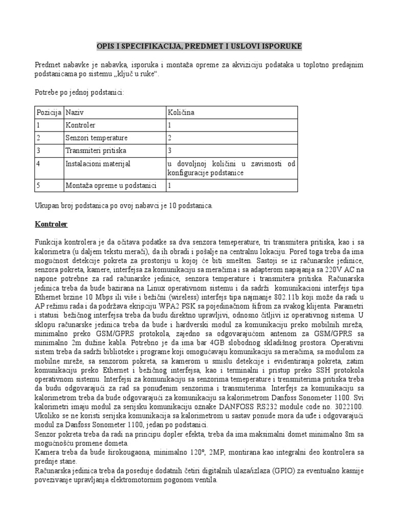 Opis I Specifikacija | PDF