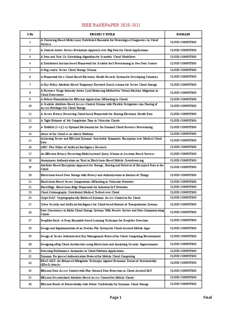Java-Project Title 2021 | PDF | Cloud Computing | Encryption