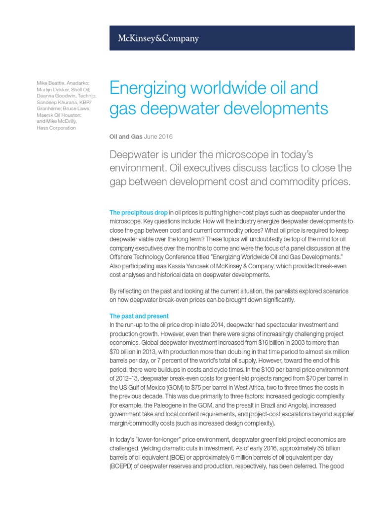 Energizing Worldwide Oil and Gas Deepwater Development Final | PDF ...