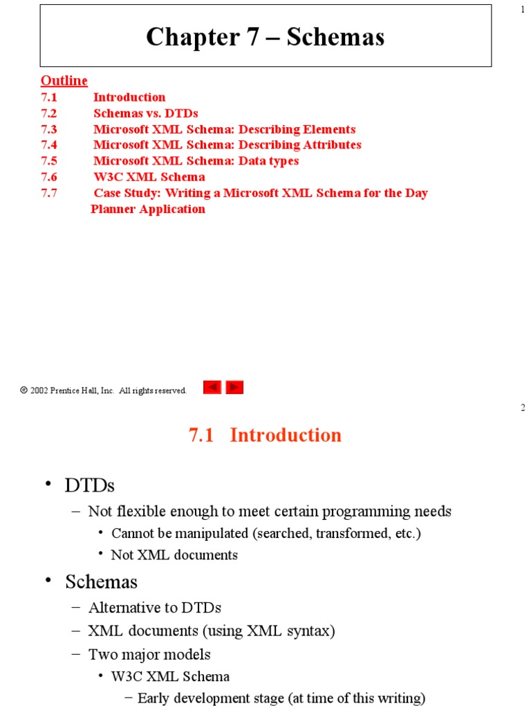 Chapter 7 - Schemas: Outline | PDF | Xml Schema | Xml