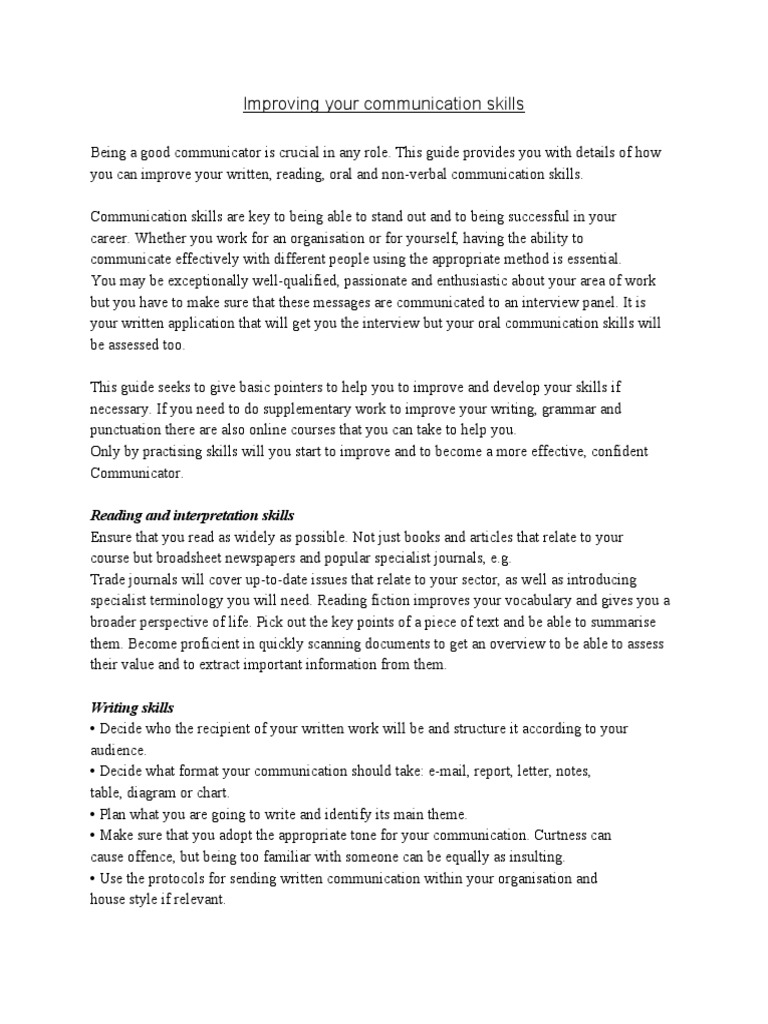 Improving Your Communication Skills: Reading and Interpretation Skills ...