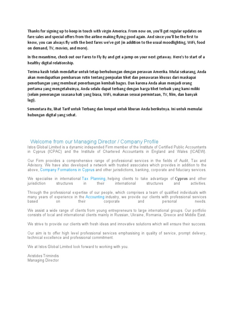 Welcome From Our Managing Director / Company Profile: Company ...