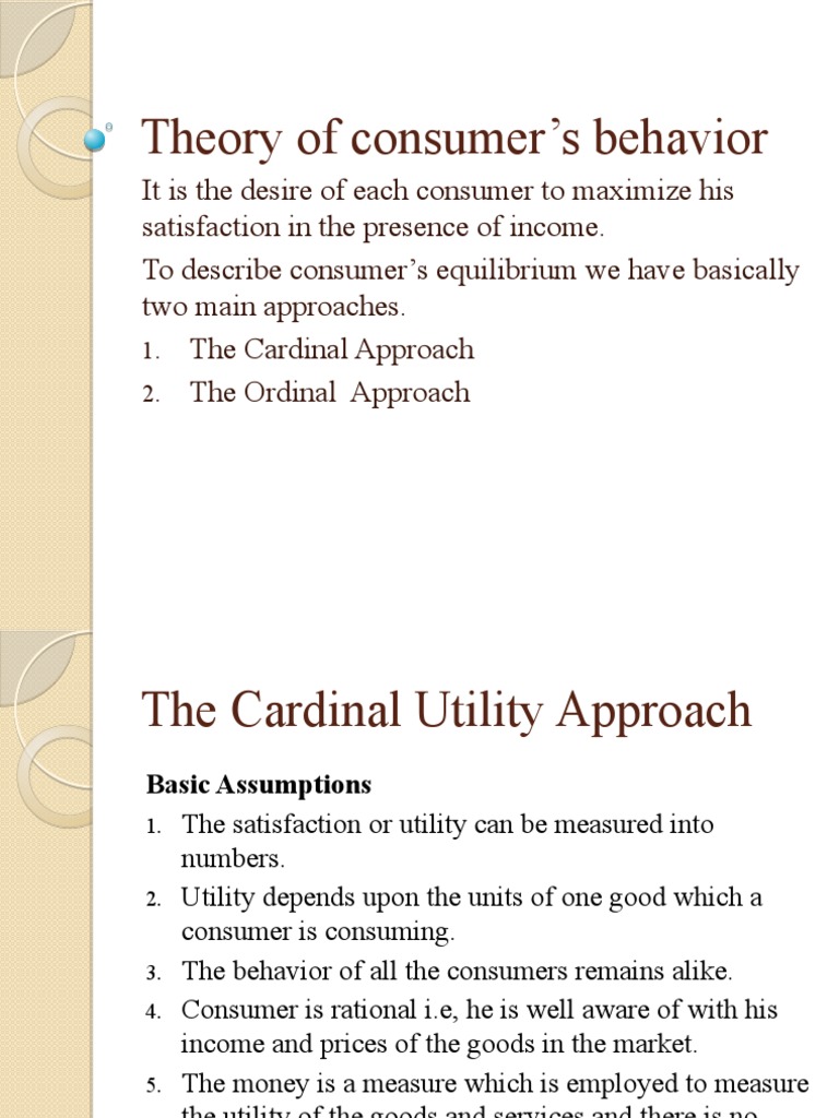 Theory of Consumer's Behavior | PDF | Utility | Marginal Utility