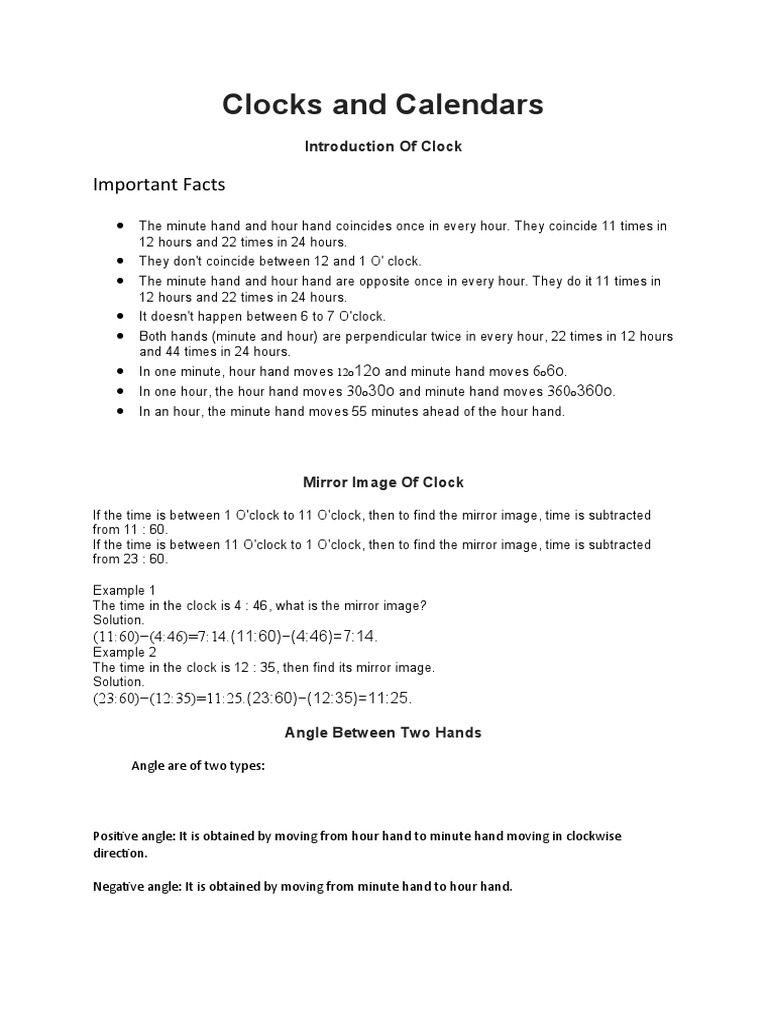 Clocks and Calendars | PDF | Clock | Teaching Mathematics