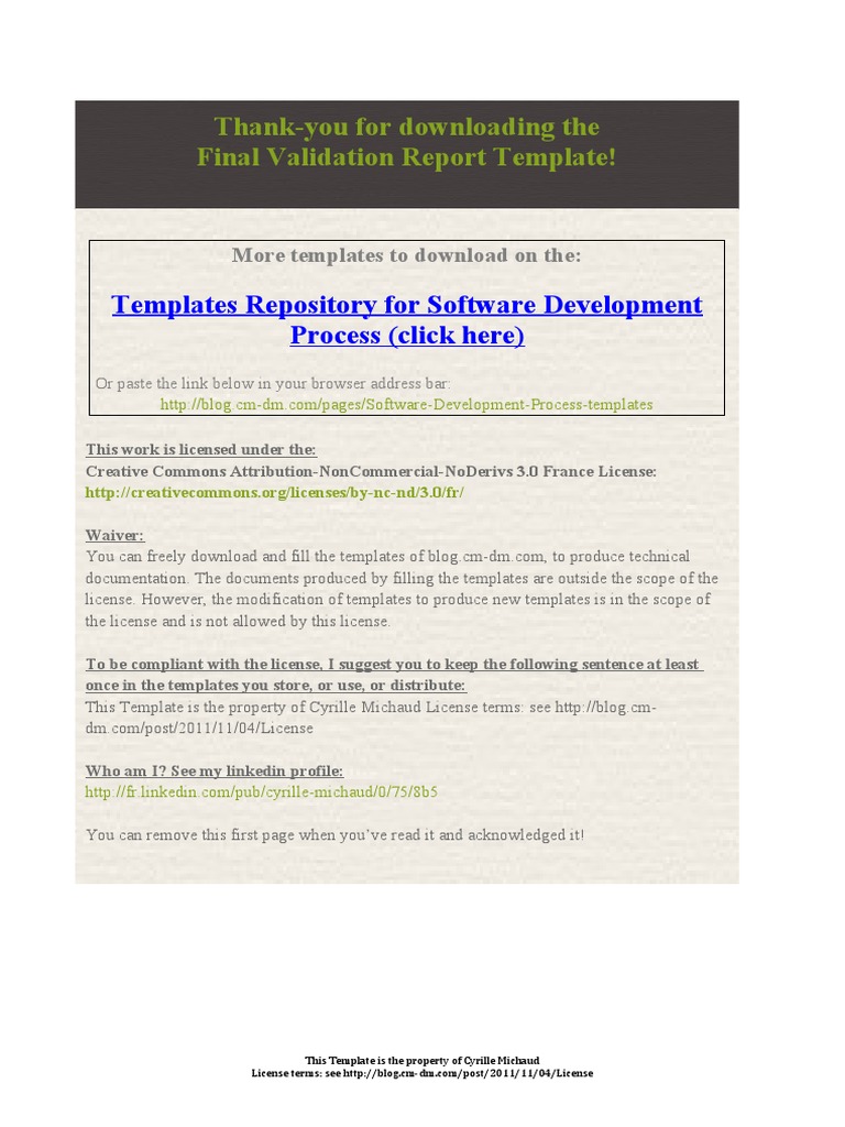 2015 Final Validation Report Template | PDF | Computer Architecture ...