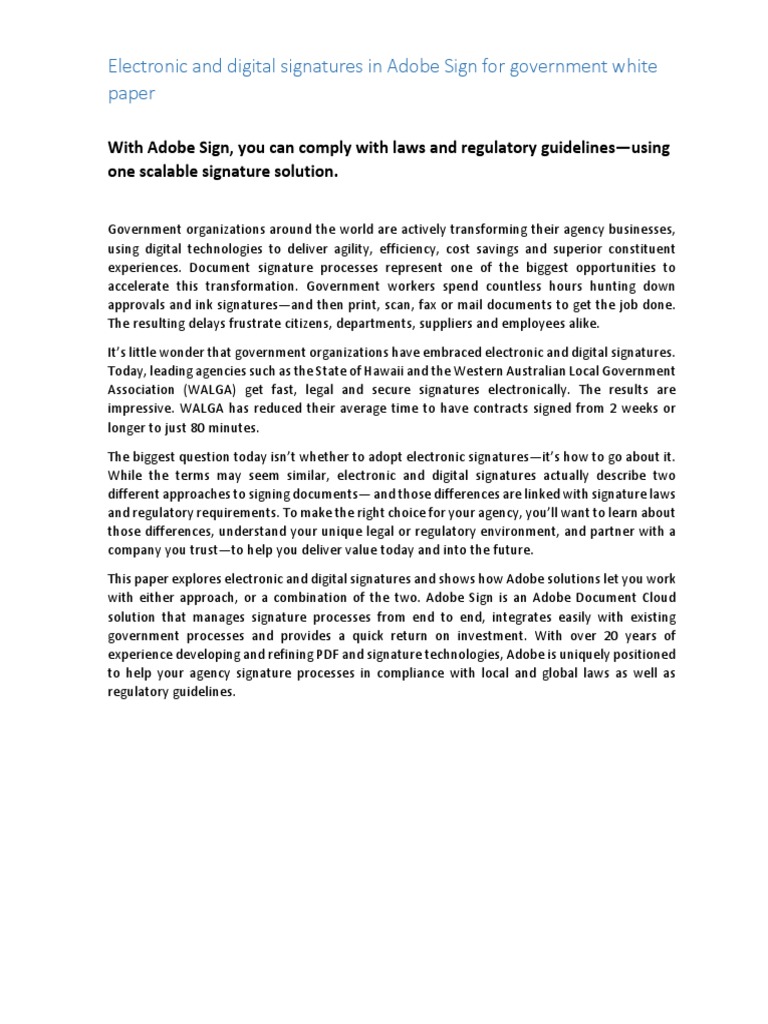 Adobe Sign White Paper | PDF | Authentication | Computer Security