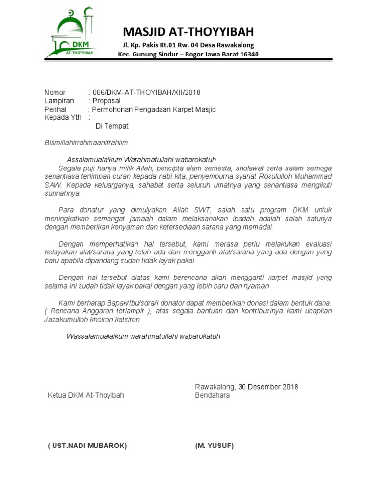 Contoh Proposal DKM Masjid | PDF