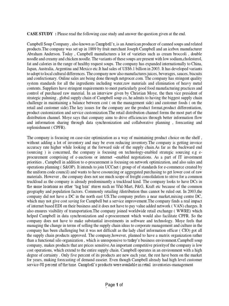 CASE STUDY: Please Read The Following Case Study and Answer The ...